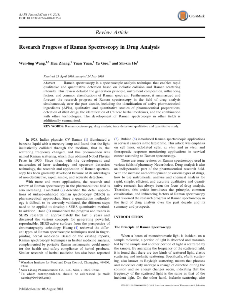 Raman Spectroscopy in Drug Analysis | PDF | Infrared Spectroscopy ...