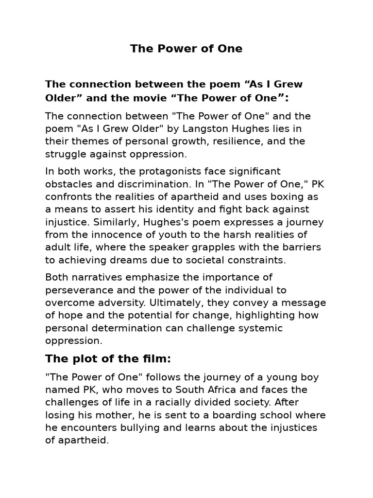 The Power of One | PDF