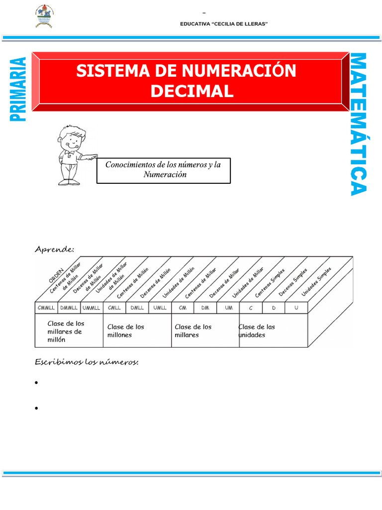 Sistema de Numeración Decimal para Quinto de Primari | PDF | Decimal ...