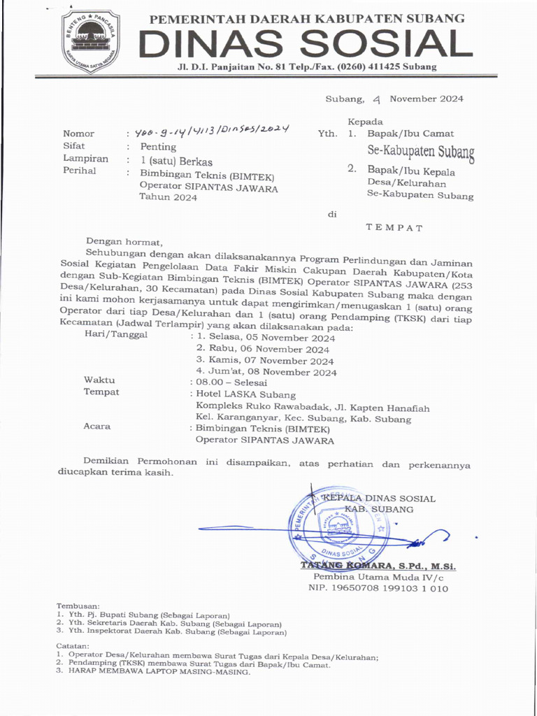 Bimtek Operator Sipantas Jawara TH.2024 | PDF