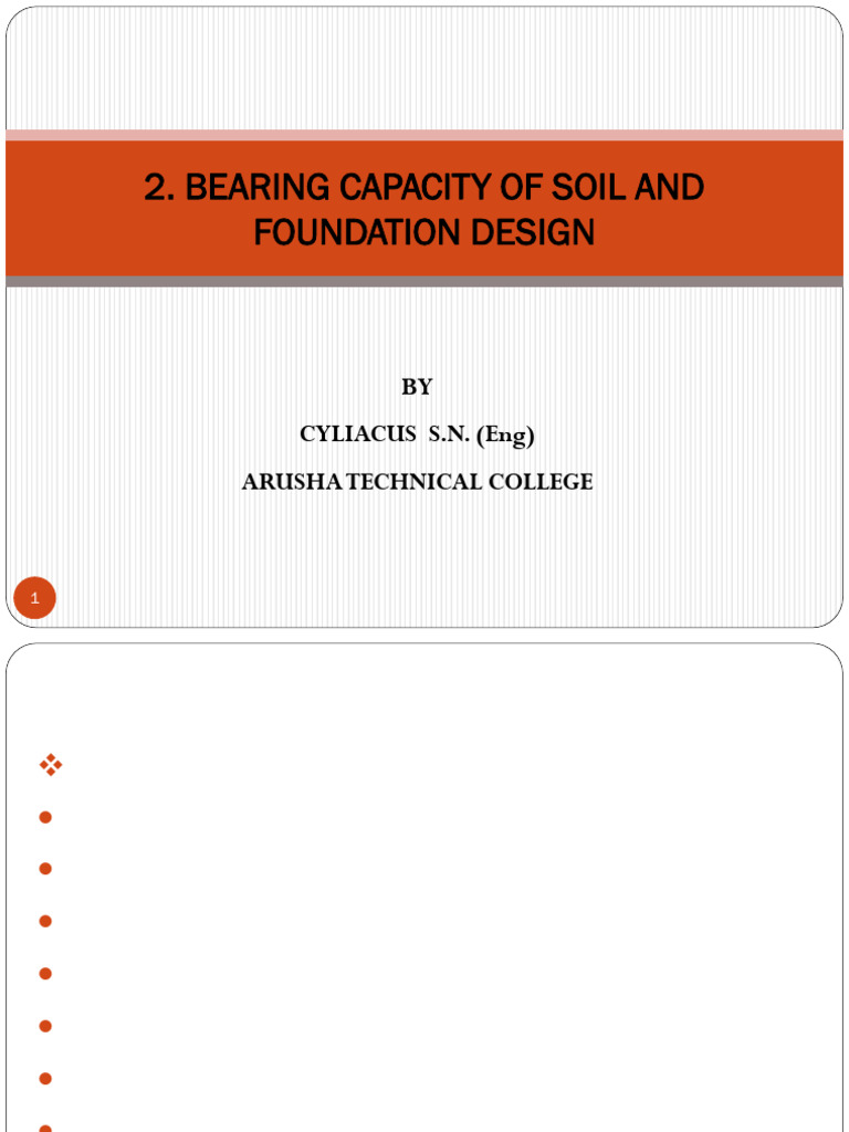 Lecture 2 - Bearing Capacity of Soil and Foundation Design | PDF ...