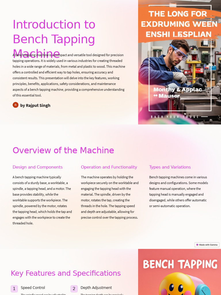 Introduction To Bench Tapping Machine | PDF | Machines | Wear