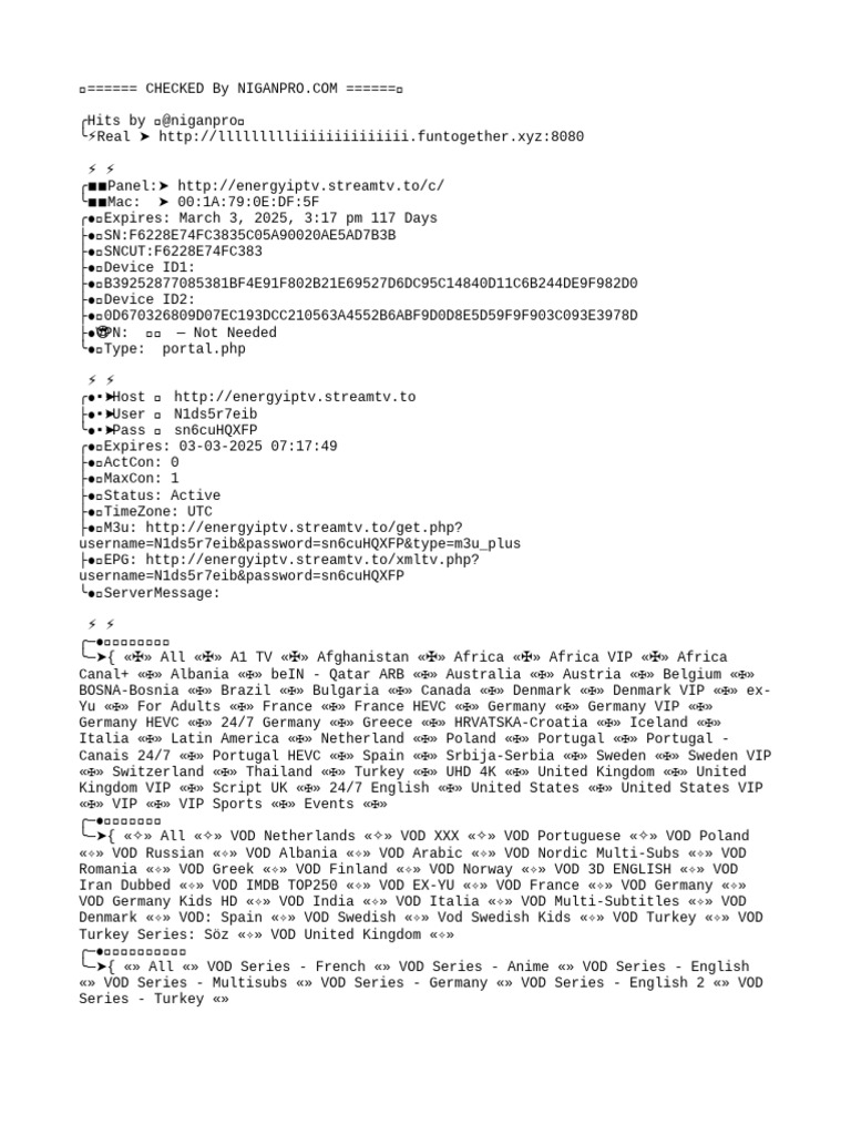 X103 MAC PORTAL VIP Energyiptv - Streamtv.to TESTED | PDF | Multimedia