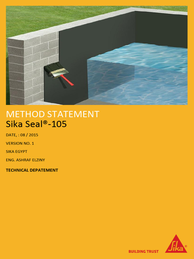 Sika Seal 105 Method Statment | PDF | Concrete | Secondary Sector Of ...
