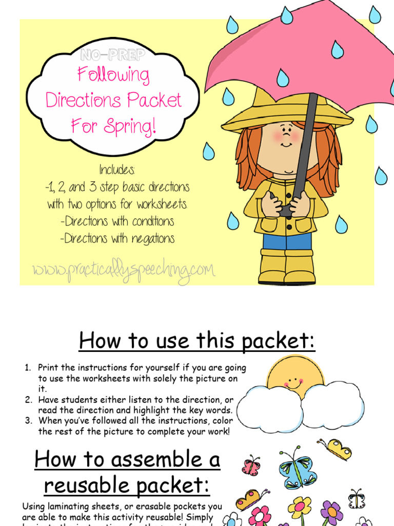 Spring Directions Packet for Kids | PDF | Butterfly | Flowers