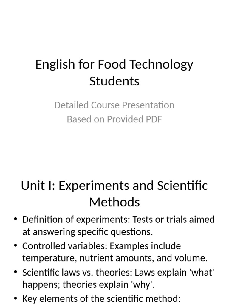 Detailed Food Technology Course Presentation | PDF