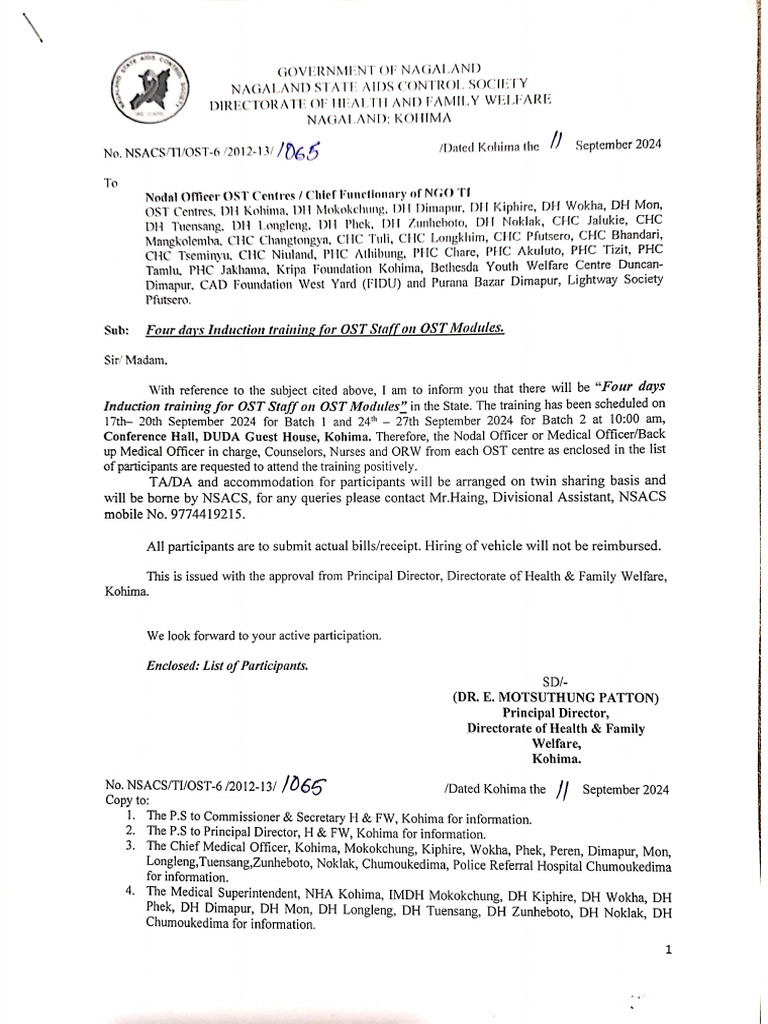 Four Day's Induction Training For OST On OST Module | PDF