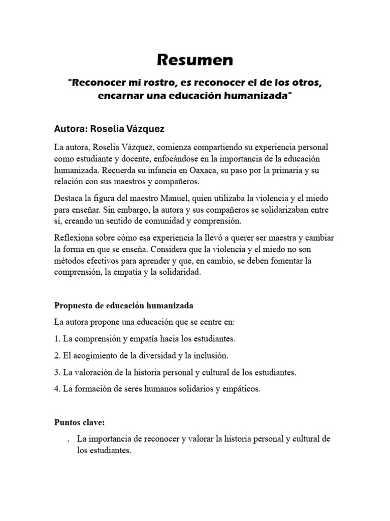 Resumen Reconocer Mi Rostro | PDF