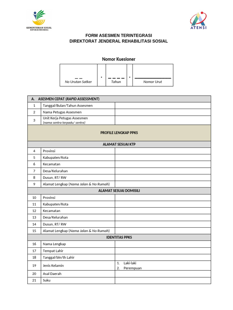 Form Asesmen Terintegrasi | PDF
