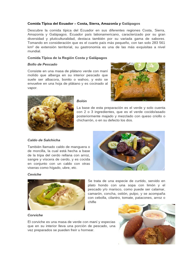 Comida Típica Del Ecuador | PDF | Comida y bebida | Cocina