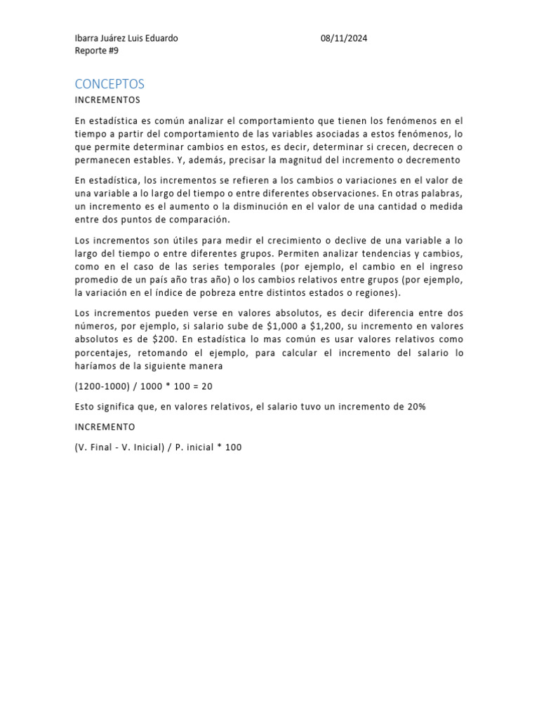 Análisis de Incrementos Estadísticos | PDF | Estadísticas | Economias