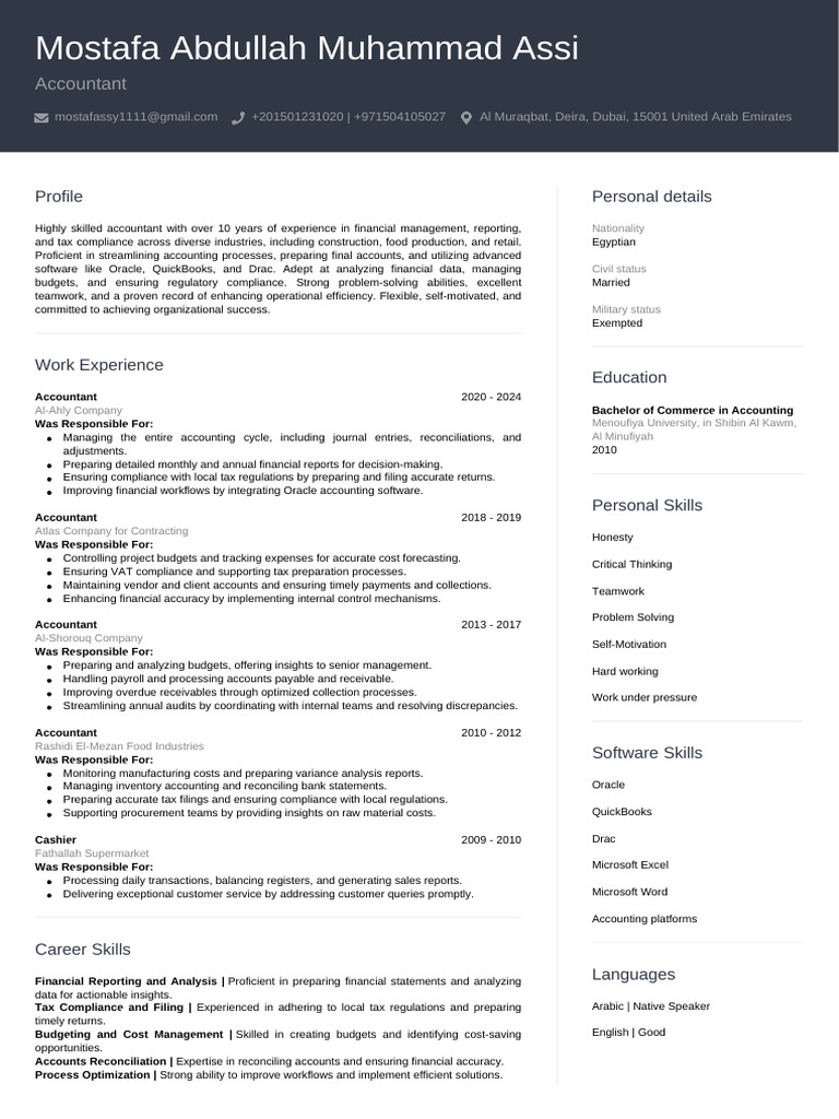 Mostafa Abdullah Muhammad Assi | PDF | Quick Books | Regulatory Compliance