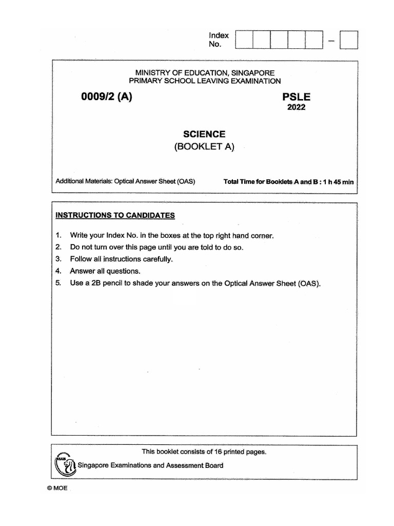PSLE Science 2022 | PDF