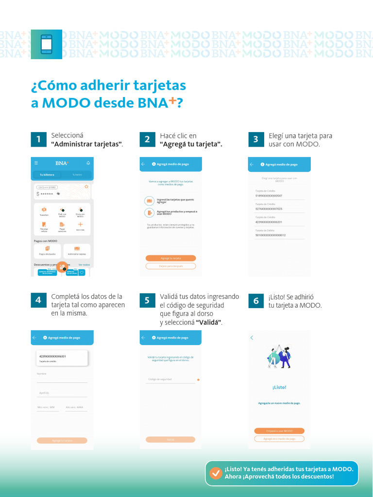 Como Adherir Tarjetas A MODO Desde BNA Mas | PDF