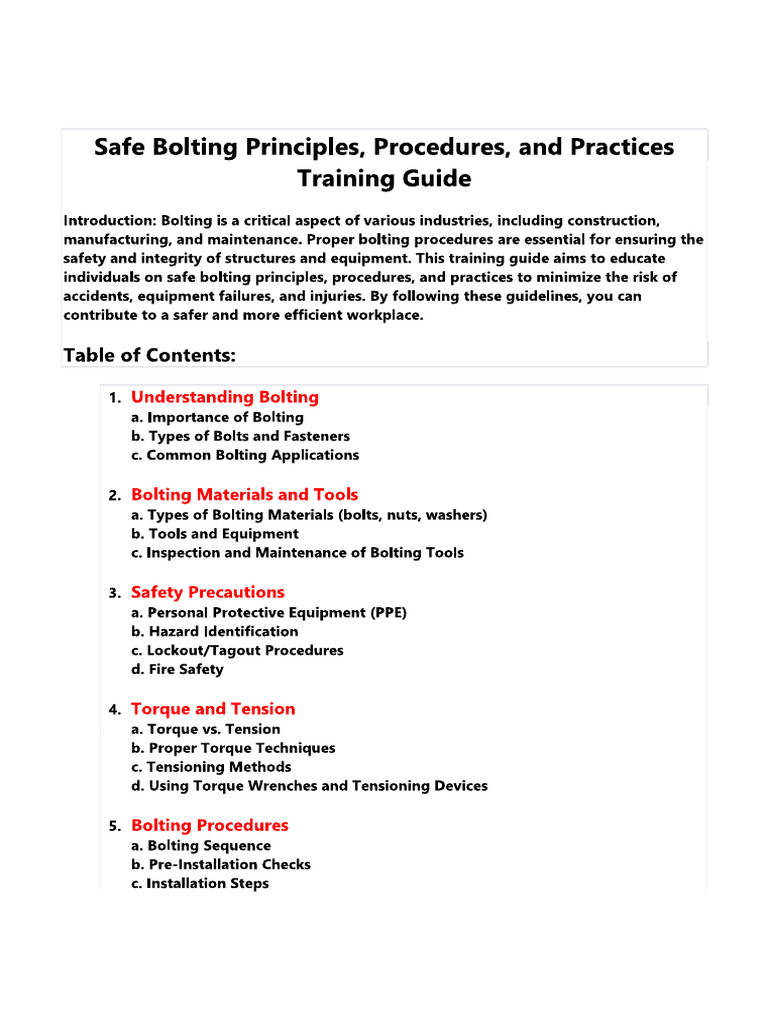 Safe Bolting P - Rinciples | PDF