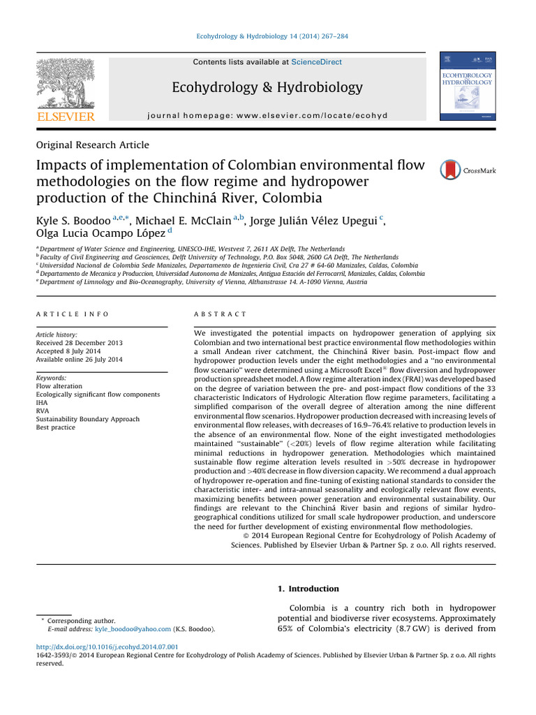 Impacts of Implementation of Colombian Environmental Flow | PDF ...