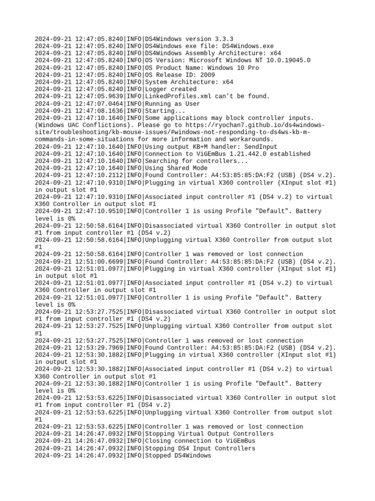 Ds4windows Log | PDF | Microsoft Windows | Operating System Families