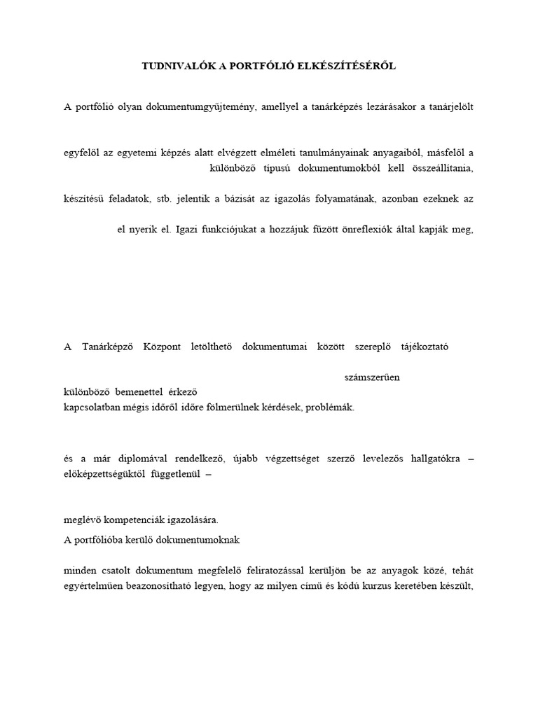 Tudnivalok A Portfolio Elkesziteserol | PDF