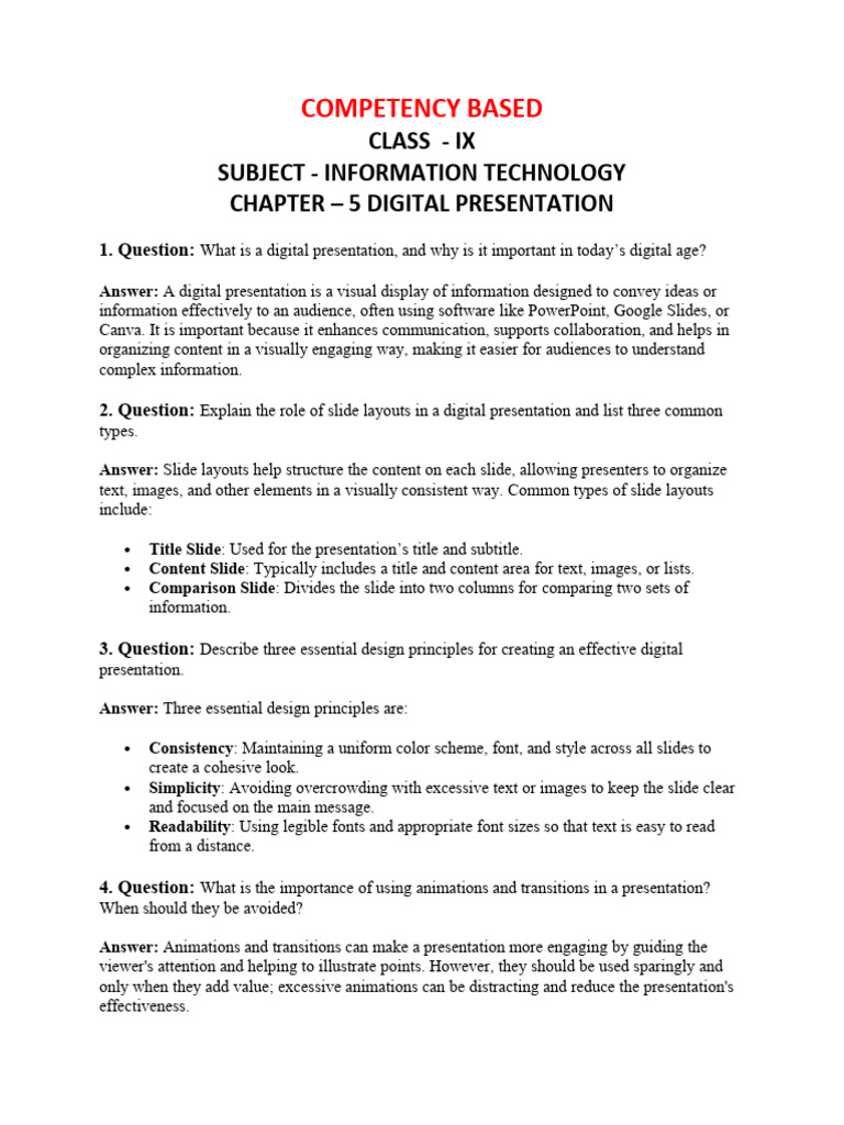 Class Ix Competency Based Information Technology Chapter - 5 | PDF | Multimedia | Human ...