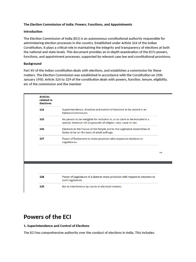 The Election Commission of India | PDF | Elections | Political Science