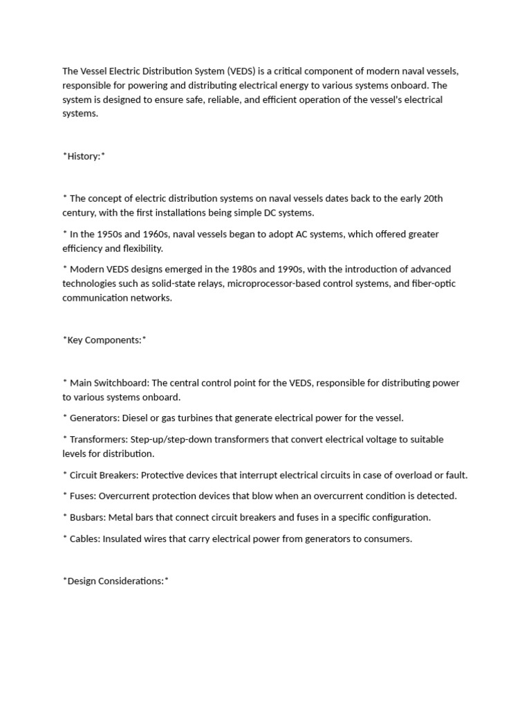 Overview of Vessel Electric Distribution System | PDF | Fuse ...