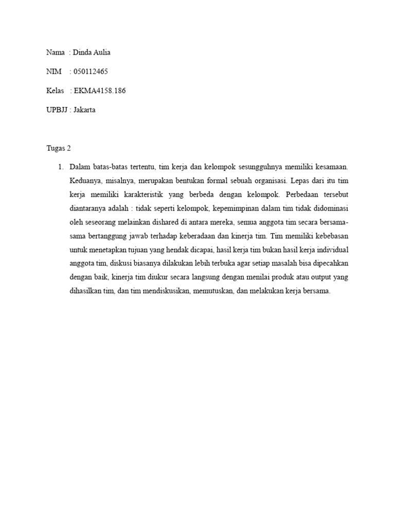 Tugas 2 - Perilaku Organisasi - Dinda Aulia | PDF