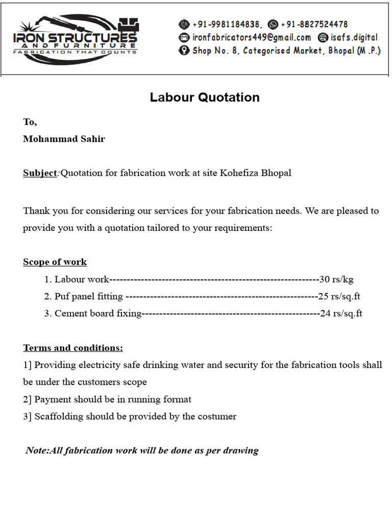Labour Quotation | PDF
