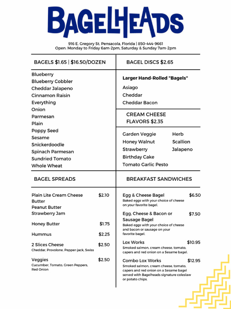 Bagelheads Menu 2 | PDF