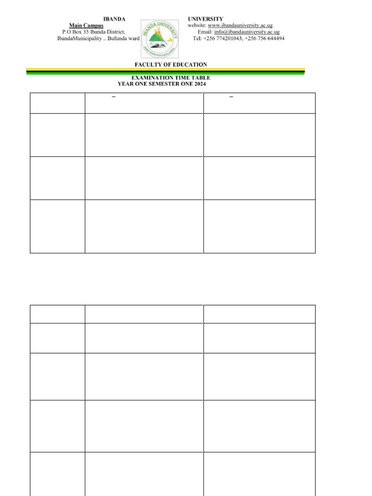SEMESTER ONE EXAM TIMETABLE 2024-2025-A-1 | PDF