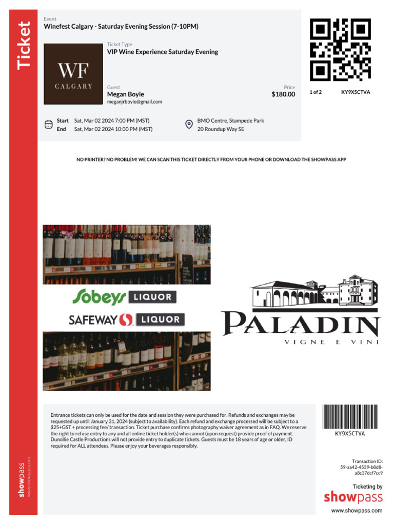 VIP Ticket for Winefest Calgary 2024 | PDF | Services (Economics ...