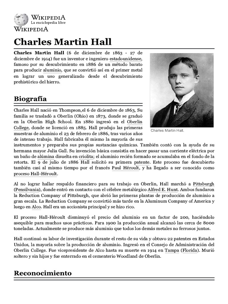 Charles Martin Hall | PDF
