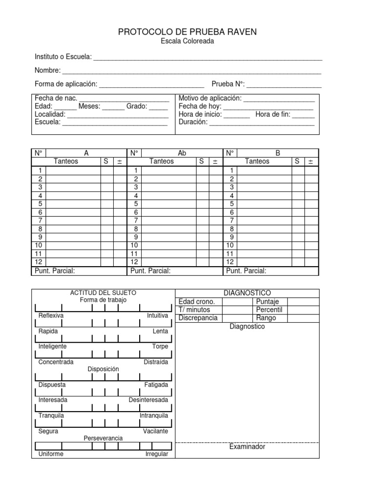 Protocolo Raven Infantil | PDF