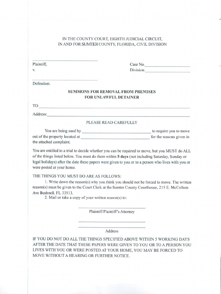 Unlawful Detainer Form | PDF