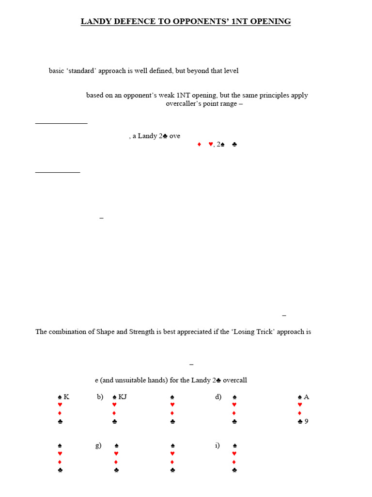 Landy | PDF | Contract Bridge