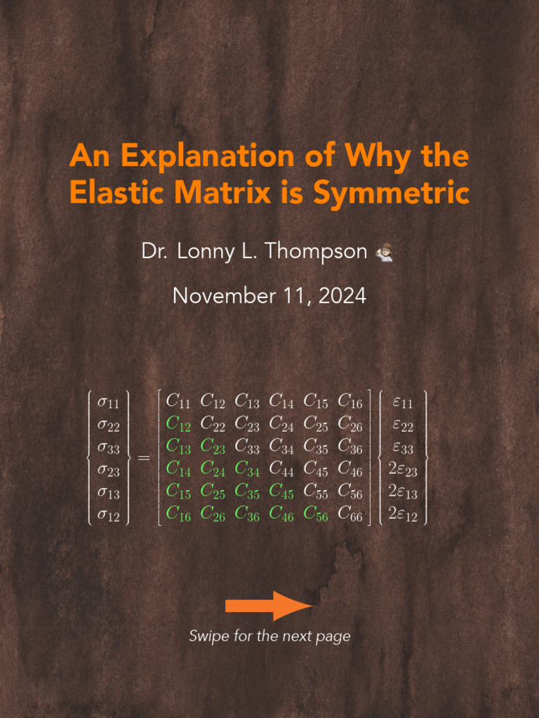 Symmetry in the Elastic Matrix | PDF | Linear Elasticity | Stress ...