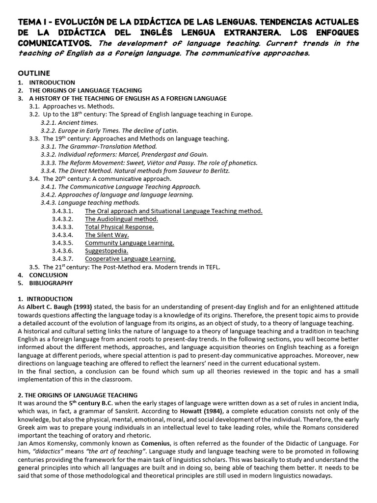 Tema 1 | PDF | Language Education | Linguistics