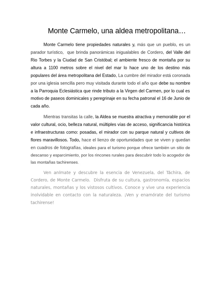 Mirador de Monte Carmelo: Turismo y Naturaleza | PDF
