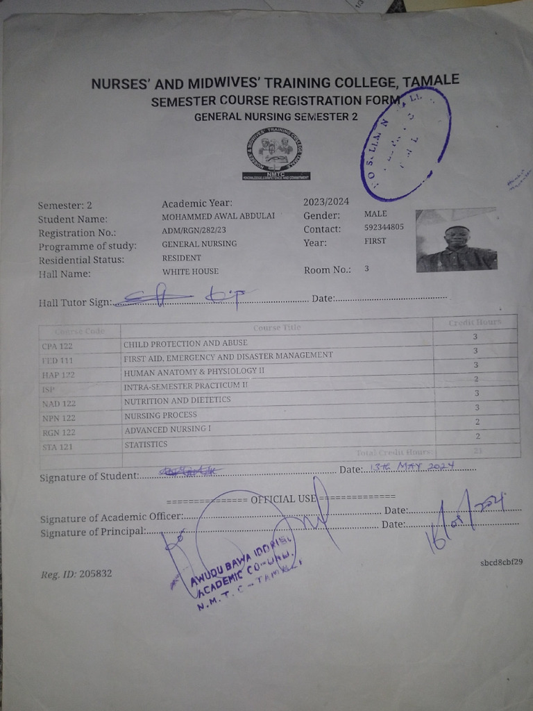General Nursing Semester 2 Registration Form | PDF | Public Services ...