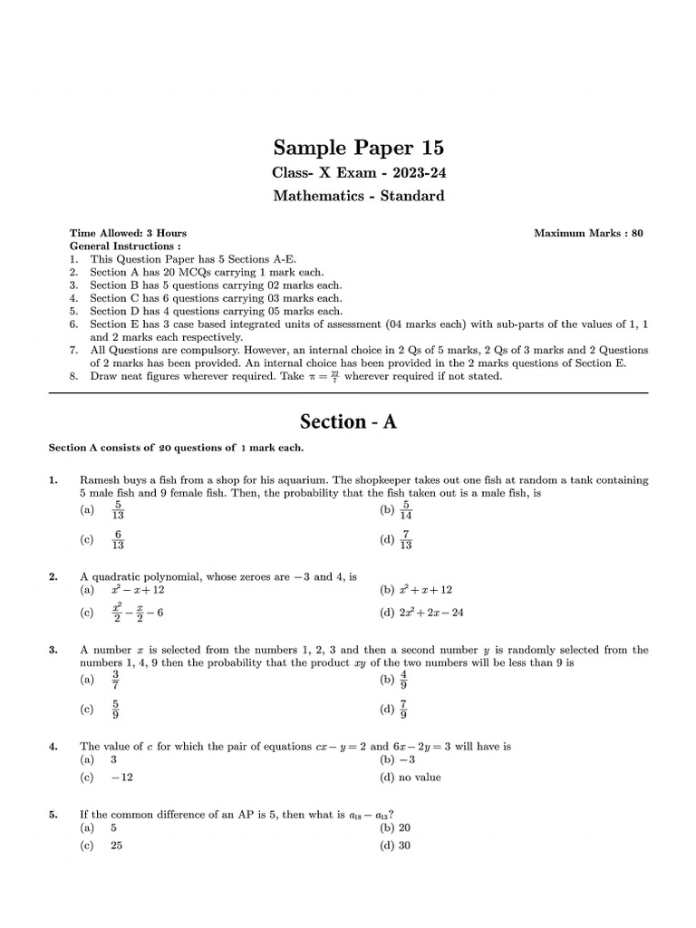 MA Sample Paper 15 Unsolved | PDF