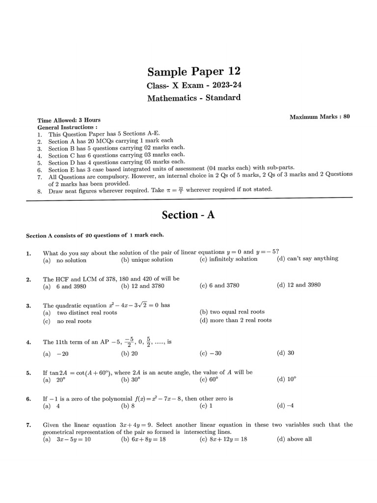 MA Sample Paper 12 Unsolved | PDF