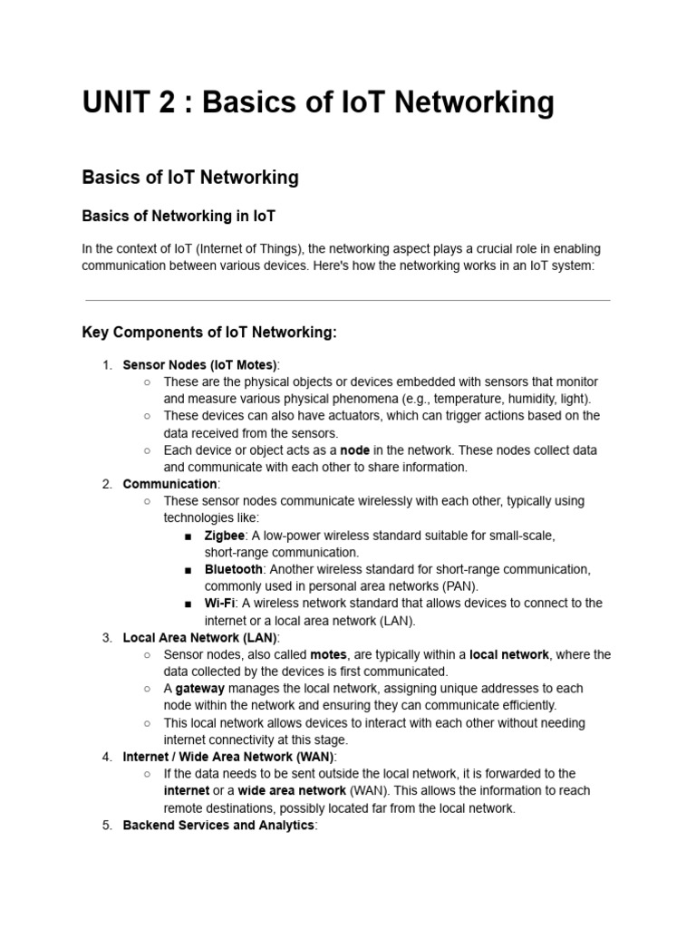 UNIT 2 - Basics of IoT Networking | PDF | Computer Network | Internet Of Things