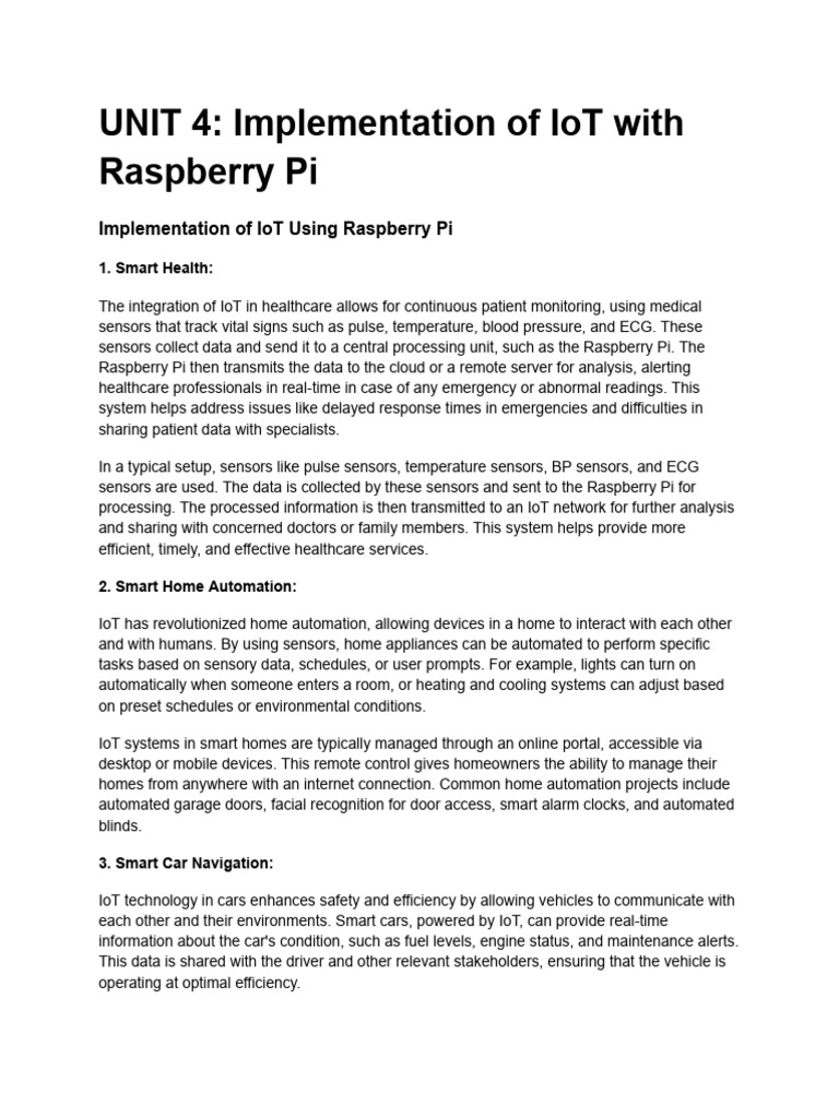 UNIT 4 - Implementation of IoT With Raspberry Pi | PDF | Computer Network | Internet Of Things