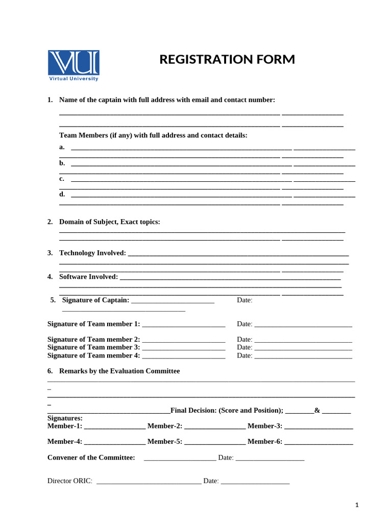 Registration Form For Content Competition | PDF