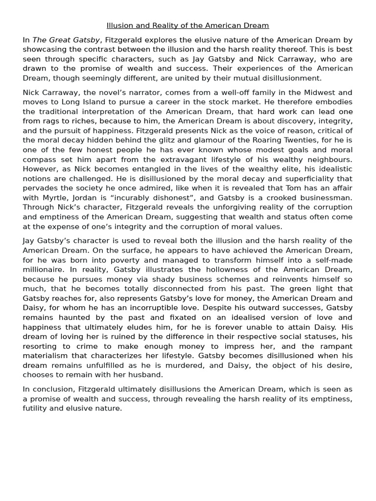 Great Gatsby Essay 2024 Kw4 | PDF | The Great Gatsby | American Dream