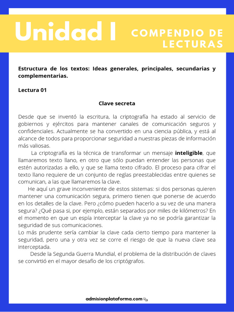 Compendio de Lecturas de La Unidad 1 | PDF | Clave (criptografía ...