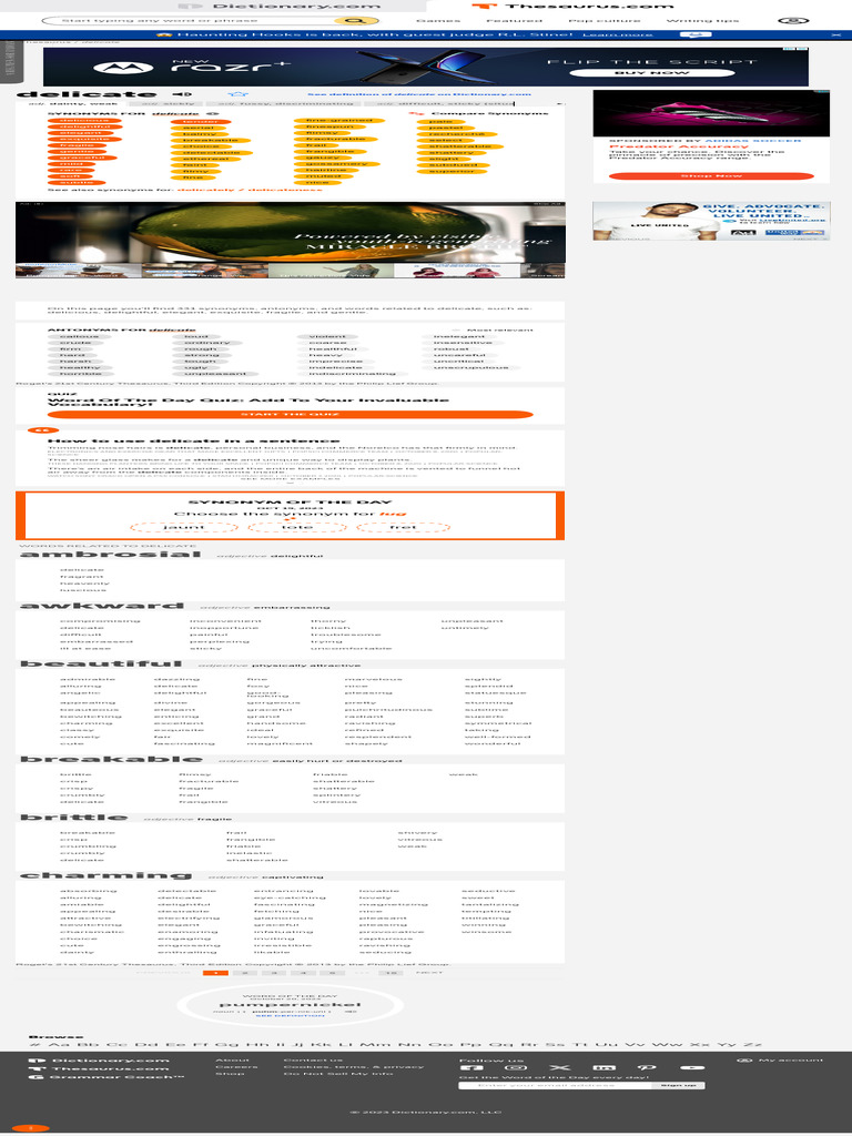DELICATE Synonyms 203 Synonyms & Antonyms For DELICATE | PDF | Semantic ...