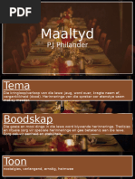 Maaltyd Gedig Deur PJ Philander Vrae en Antwoorde | PDF