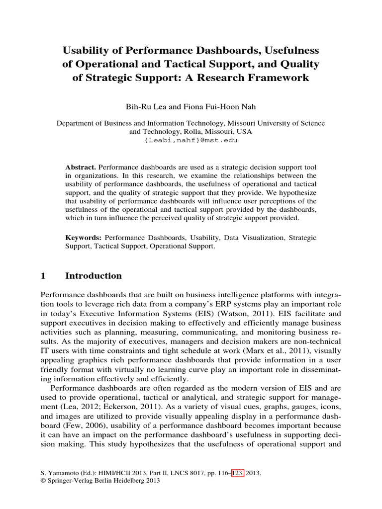 Usability and Effectiveness of Performance Dashboards | PDF | Usability | Information Science