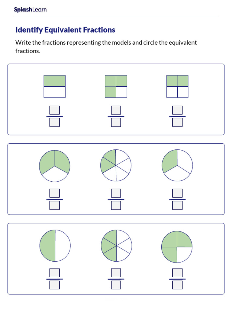 Circle Equivalent Fractions Worksheet | PDF