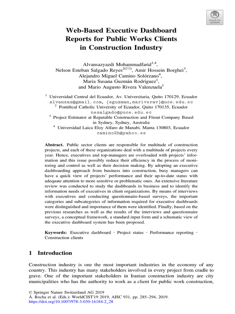 Web-Based Executive Dashboard Reports For Public Works Clients in ...